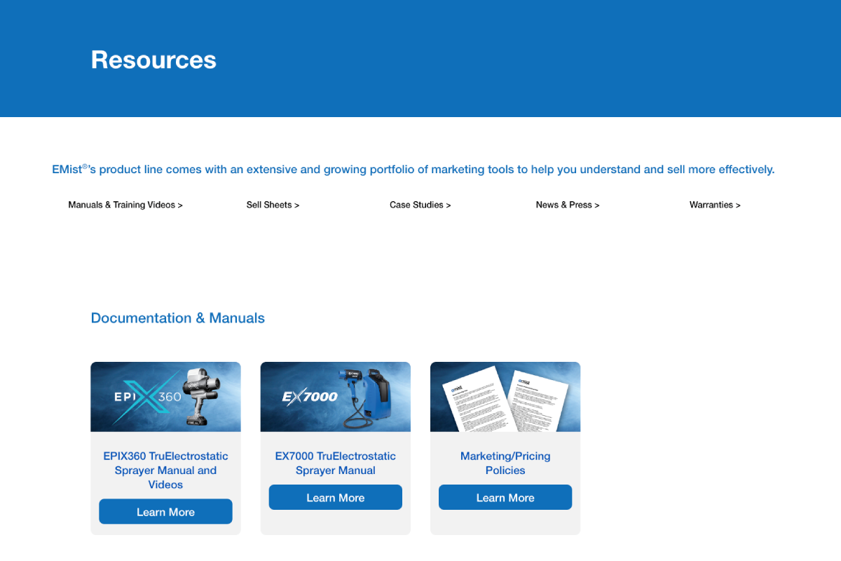 EMist Disinfection System Manuals & Documentation