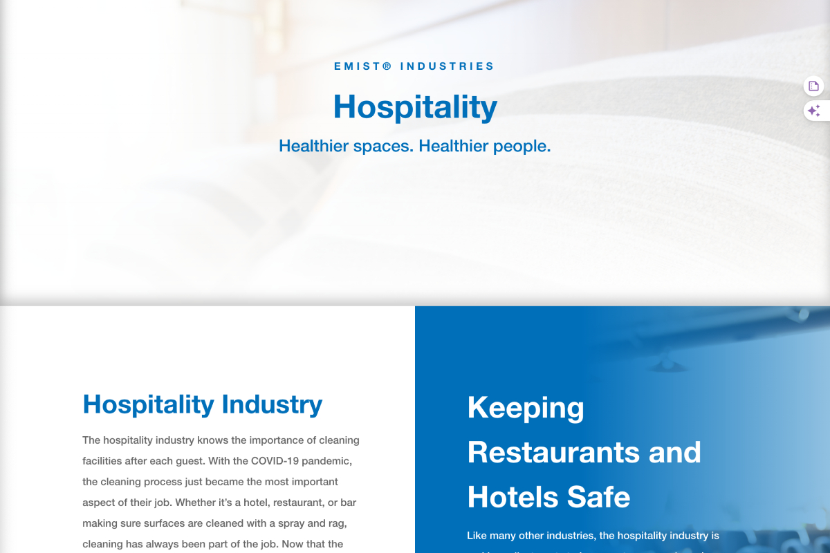 EMist Electrostatic Sprayers for Safe Hospitality Environments