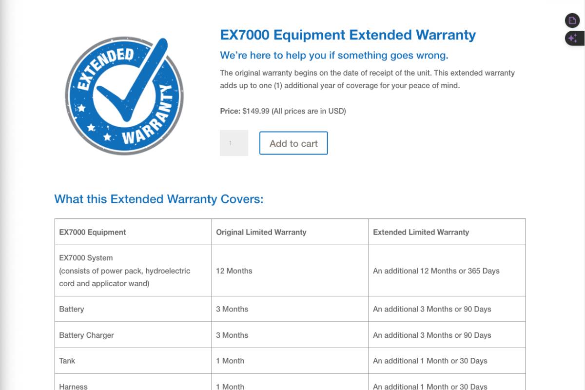 EX7000 Equipment Extended Warranty | EMist